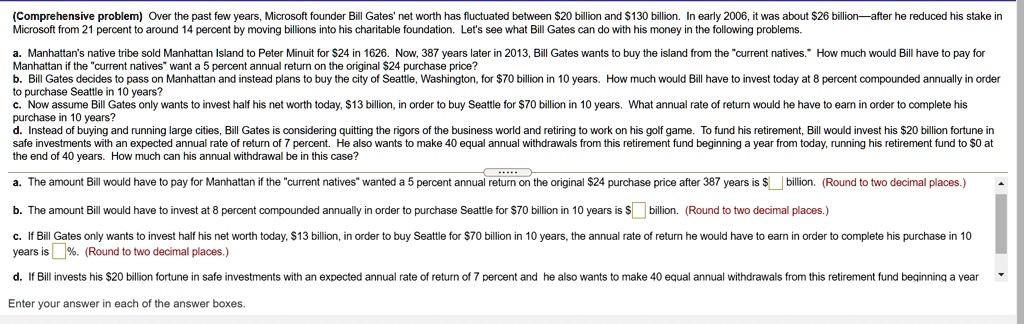 (Comprehensive problem) Over the past few years, Microsoft founder Bill ...