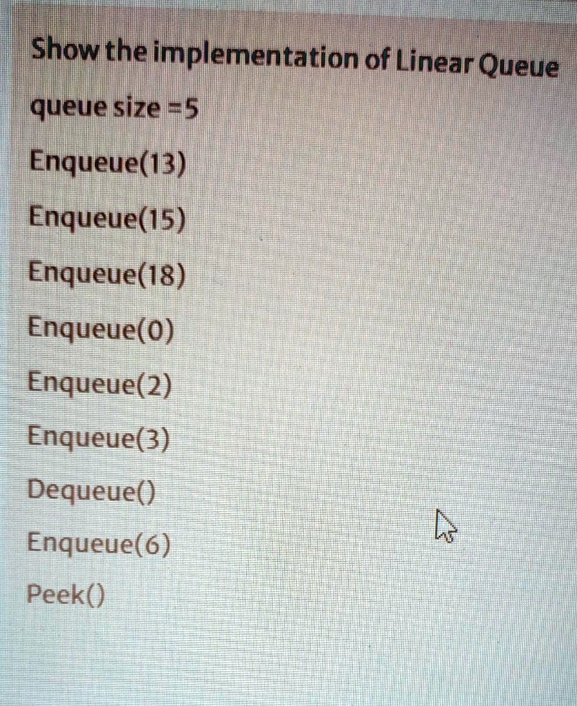 Solved Show The Implementation Of A Linear Queue With A Queue Size Of 51 Enqueue13 Enqueue