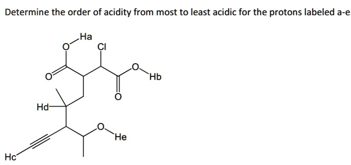 SOLVED: Determine the order of acidity from most to least acidic for ...