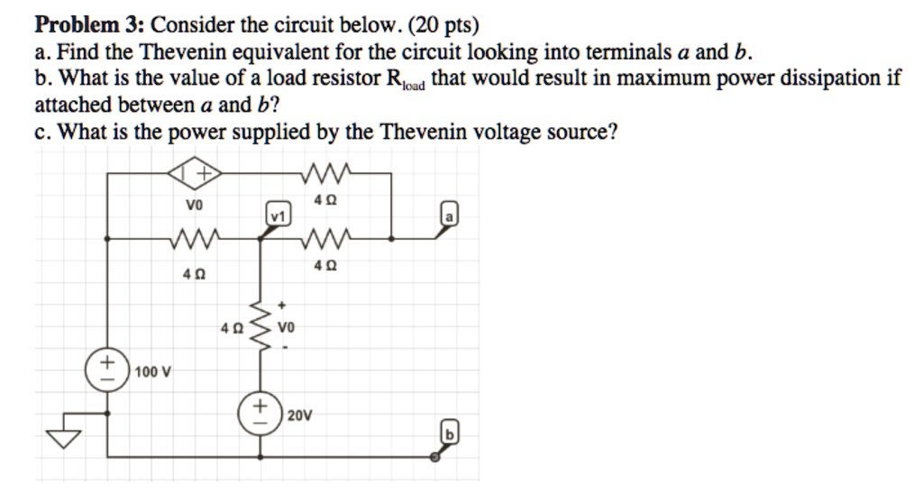 Solved Problem 3 Consider The Circuit Below 20 Pts A Find The Thevenin Equivalent For The 
