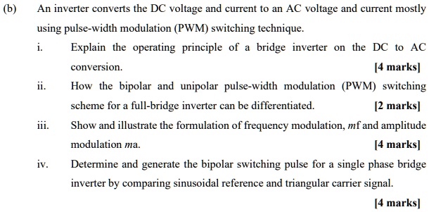(b) An inverter converts the DC voltage and current to an AC voltage ...