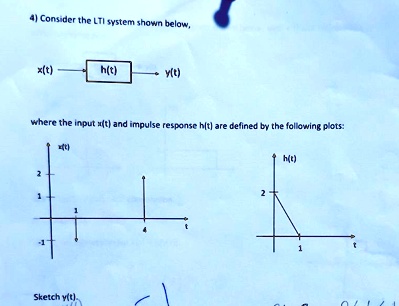 4) Consider the LTI system shown below, x(t) →h(t) →y(t) where the input x(t) and impulse ...