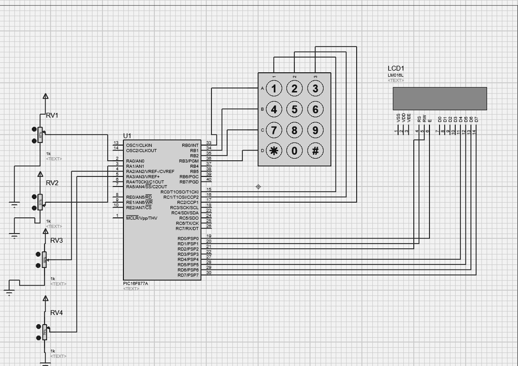 Solved A Code For Pic16f877a Connected With 4 Potentiometers And A Keypad And Lm016l Write