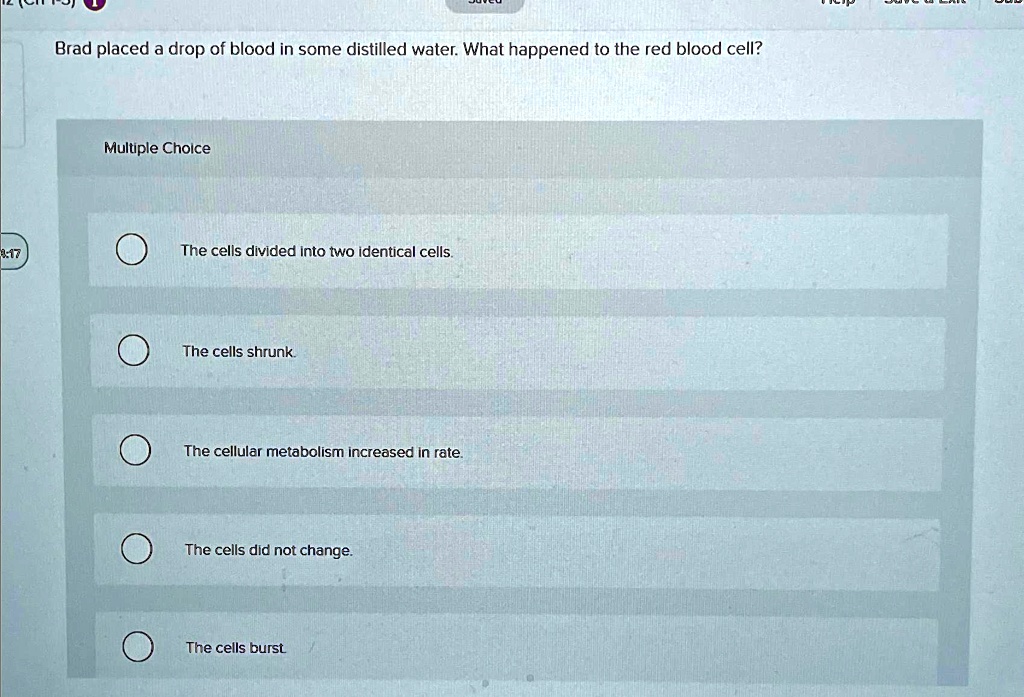 brad placed a drop of blood in some distilled water what happened to ...