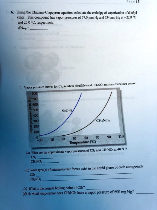 using the clausius clapeyron equation calculate the enthalpy of ...