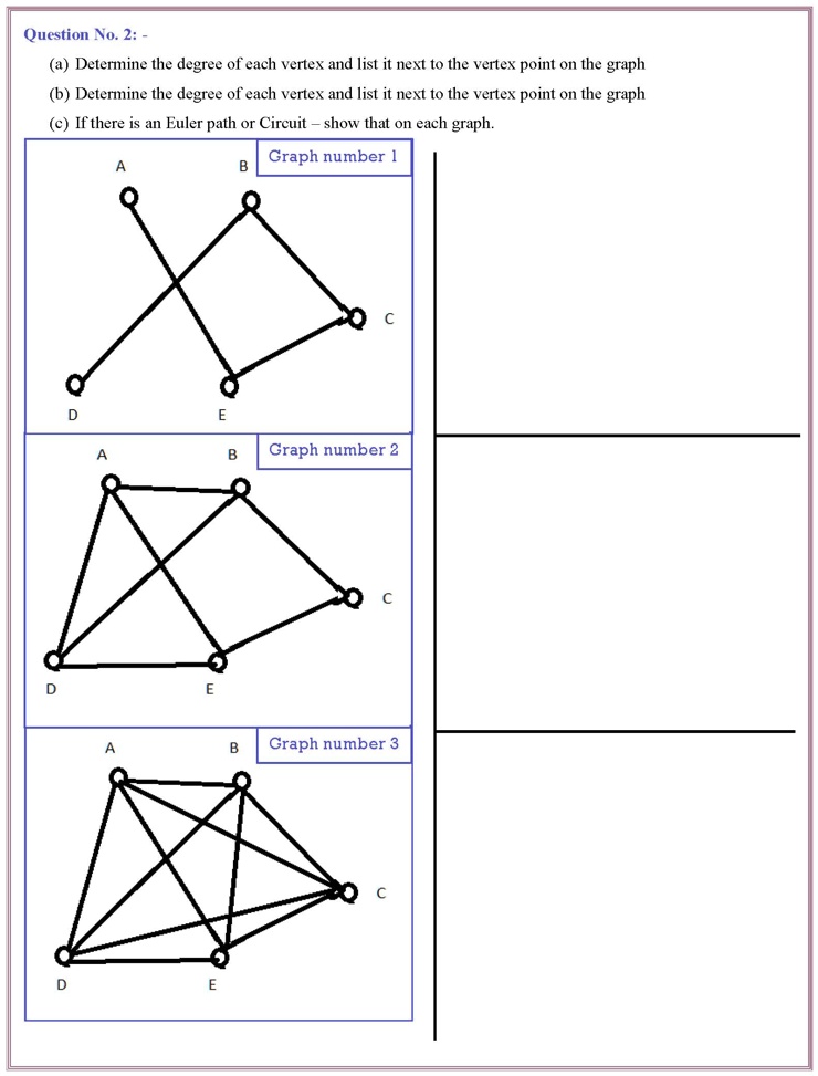 SOLVED:Question No: 2: Determine the degree of each vertex and list it ...