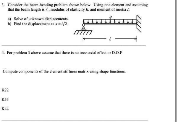 3. Consider the beam-bending problem shown below. Using one element and ...