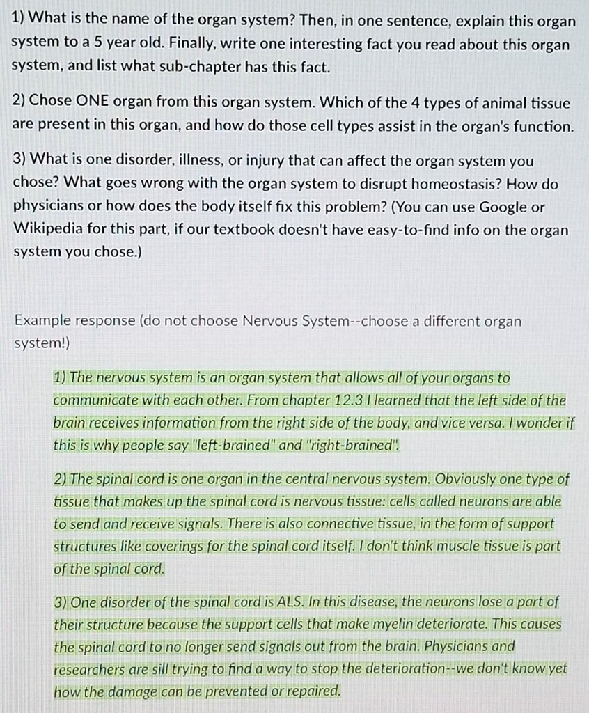 [GET ANSWER] 1 what is the name of the organ system then in one ...