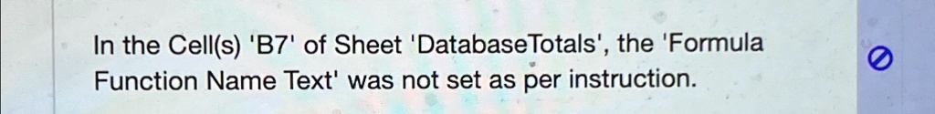 in the cell b7 of sheet databasetotals the formula function name text ...