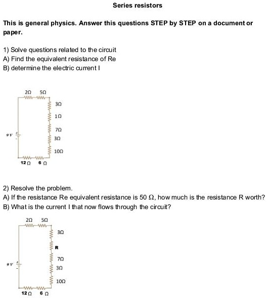 Solved Series Resistors This Is General Physics Answer This Questions