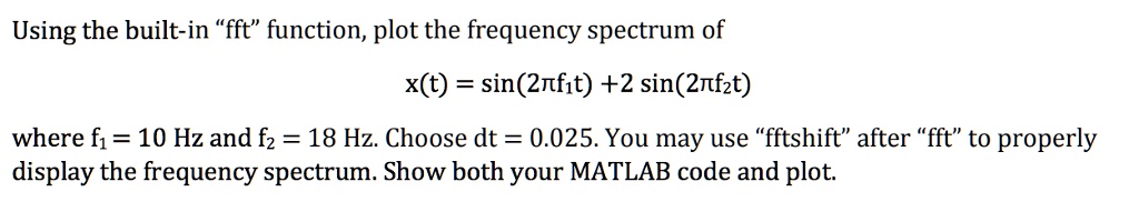 Solved Using The Built In Fft Function Plot The Frequency Spectrum