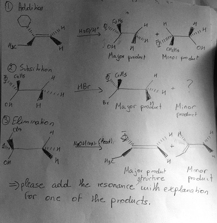 Addition H3C Subsi whion C2H5 OH H On 3 C2H5 H2O/H+ Q H OH H + H H CH2H5 OH Major product Minor ...
