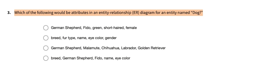 SOLVED: Which of the following would be attributes in an entity ...