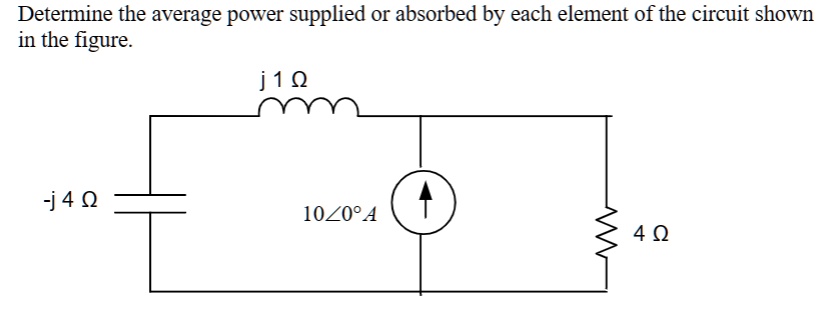 SOLVED: Determine the average power supplied or absorbed by each element of the circuit shown in ...