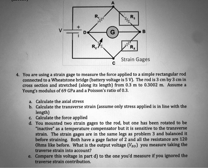 SOLVED: Strain Gauges You are using a strain gauge to measure the force ...