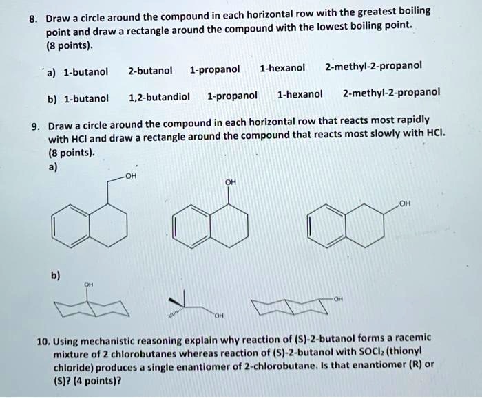 SOLVED: Draw circle around the compound in each horizontal row with the ...