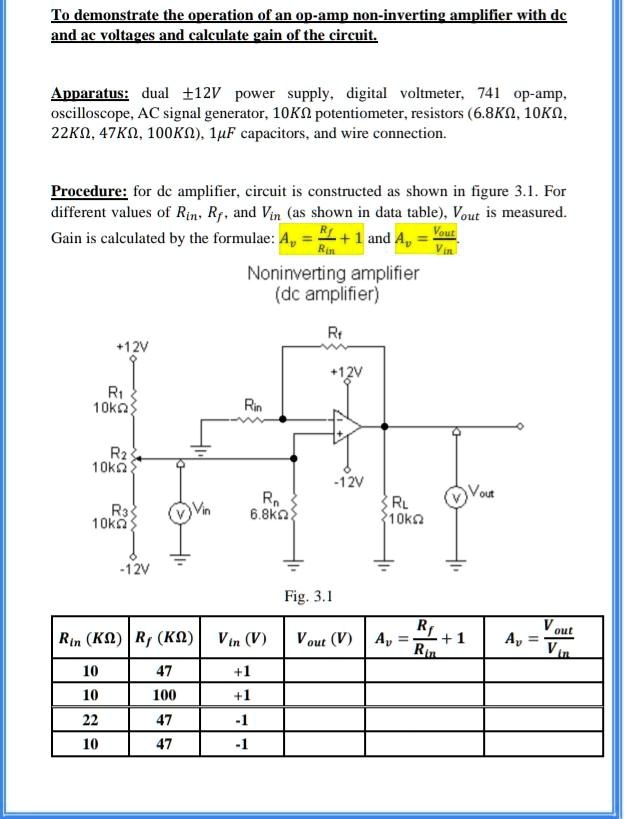 SOLVED: Op-amp non-inverting amplifier with DC and AC voltages and ...