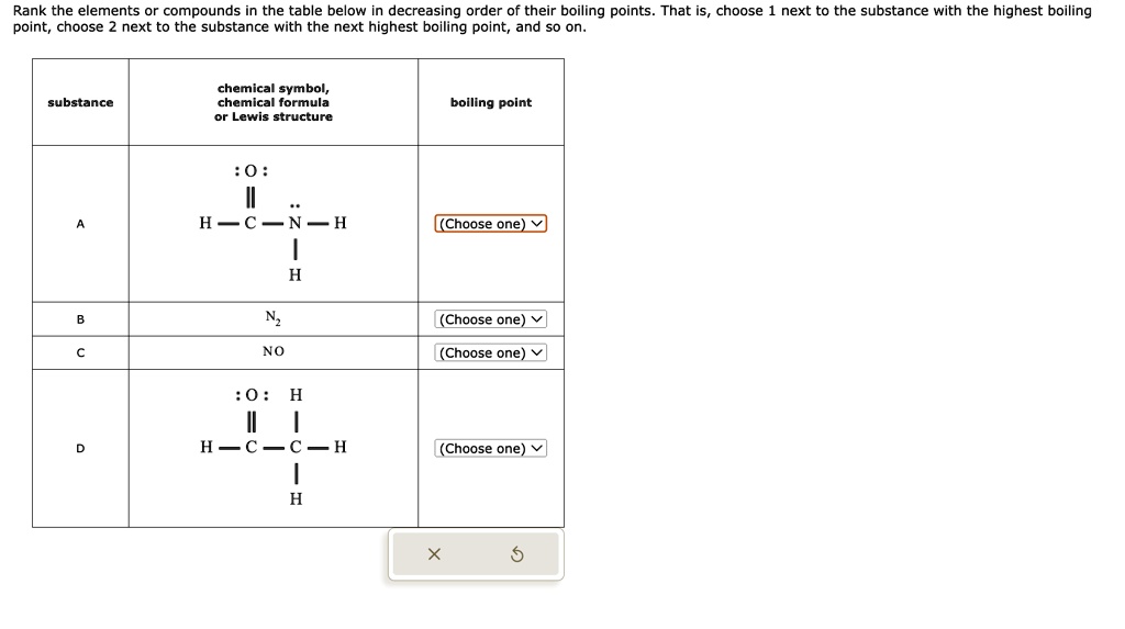 SOLVED: Texts: thank you! Rank the elements or compounds in the table below in decreasing order ...