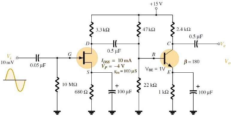 SOLVED: Calculate the input impedance Zi, output impedance Zo, and voltage gain Av = (Vo / Vi ...