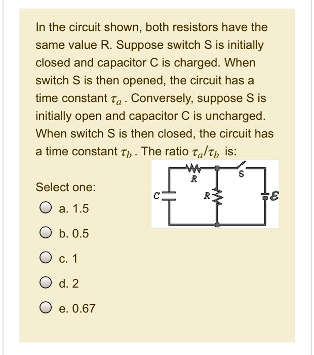 in the circuit shown both resistors have the same value r suppose switch s is initially closed ...