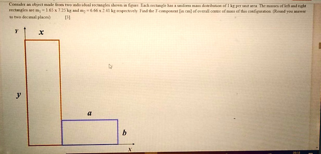 SOLVED: Consider an object made from two individual rectangles shown in ...