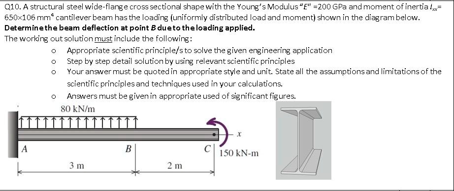 Q10. A structural steel wide-flange cross sectional shape with the ...