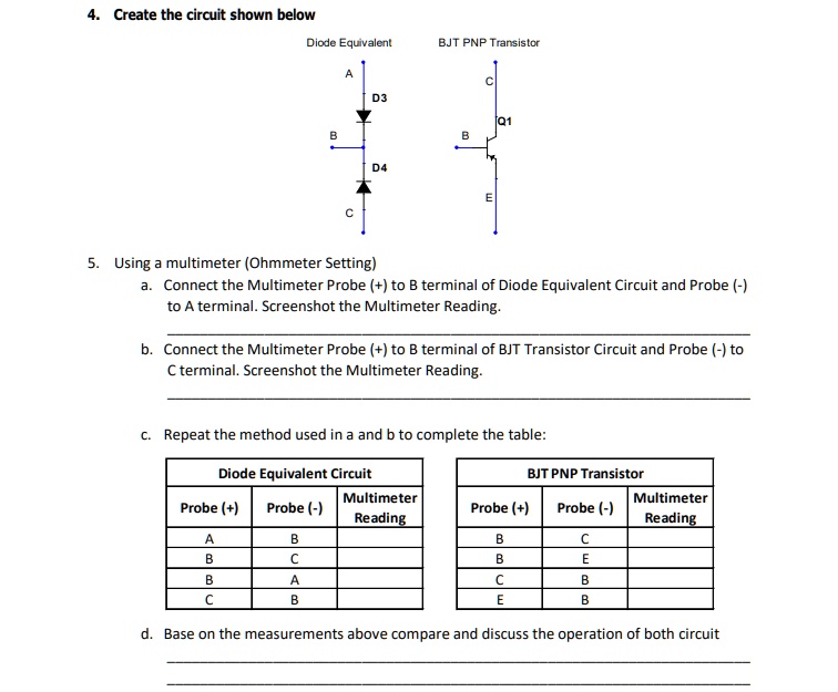 SOLVED: Objectives: â€¢ Use an Ohmmeter to differentiate between NPN and PNP transistors and to ...