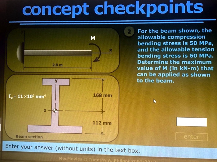 SOLVED: For the beam shown, the allowable compression bending stress is ...