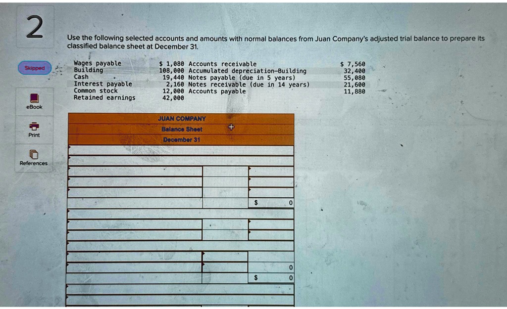 use the following selected accounts and amounts with normal balances ...
