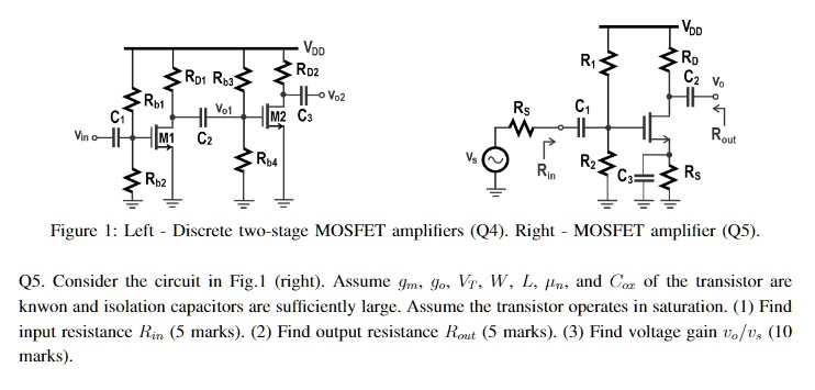 SOLVED: Vor Ro V M2 C Figure 1: Left - Discrete two-stage MOSFET ...