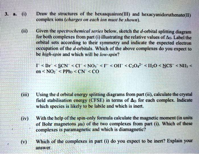 SOLVED: Draw the structures of the hexaaquairon(II) and ...