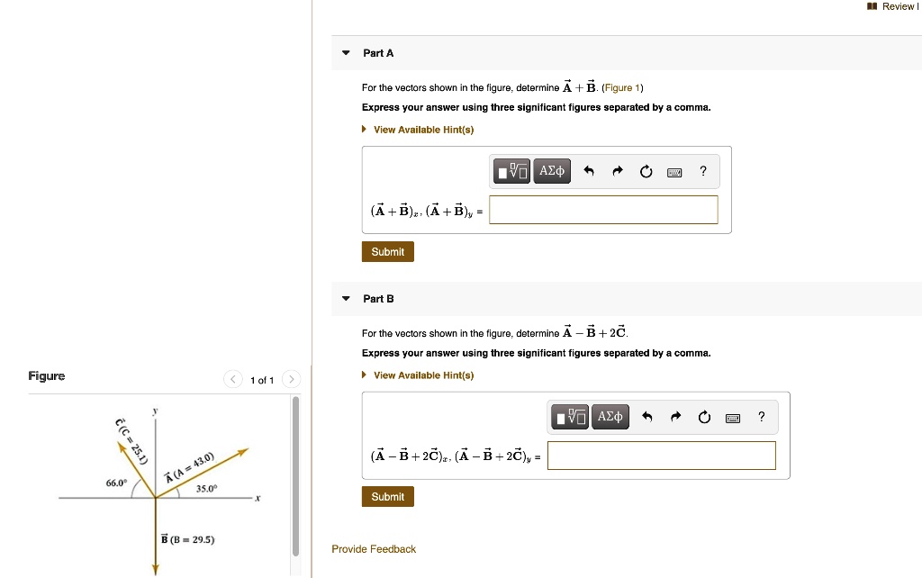 review part a for the vectors shown in the figure determine a b figure ...