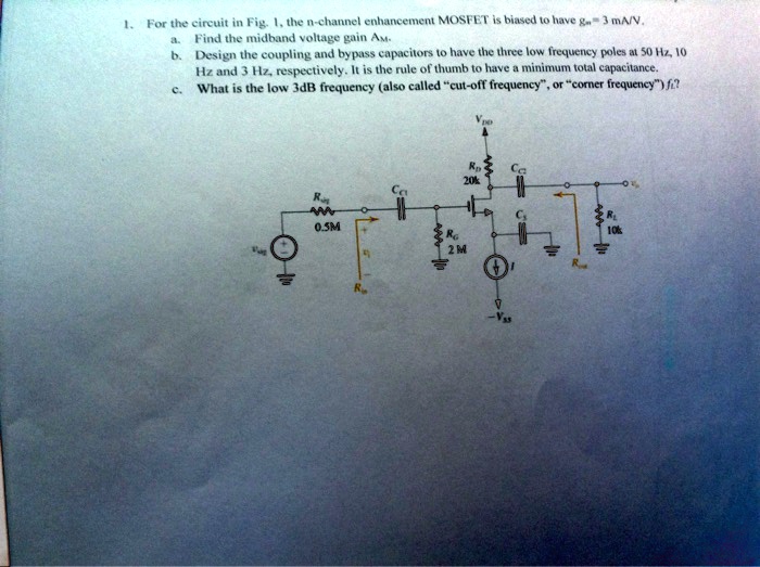 SOLVED: For the circuit in Fig.1, the n-channel enhancement MOSFET is ...