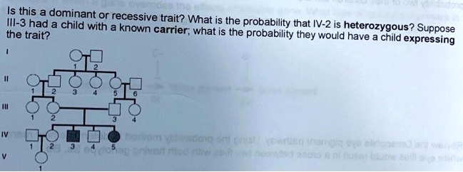 SOLVED: Is this a dominant or recessive IlI-3 had a child with trait ...