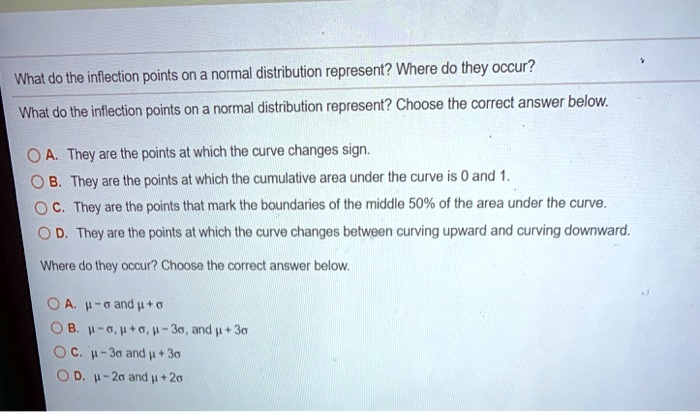 SOLVED: What do the inflection points on a normal distribution ...