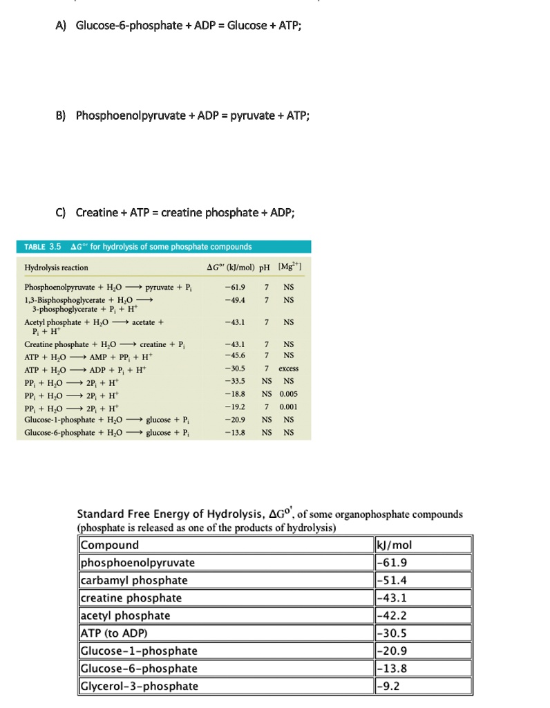 SOLVED: Glucose-6-phosphate ADP = Glucose ATP; Phosphoenolpyruvate ADP ... SOLVED: Glucose-6-phosphate ADP = Glucose ATP; Phosphoenolpyruvate ADP ...