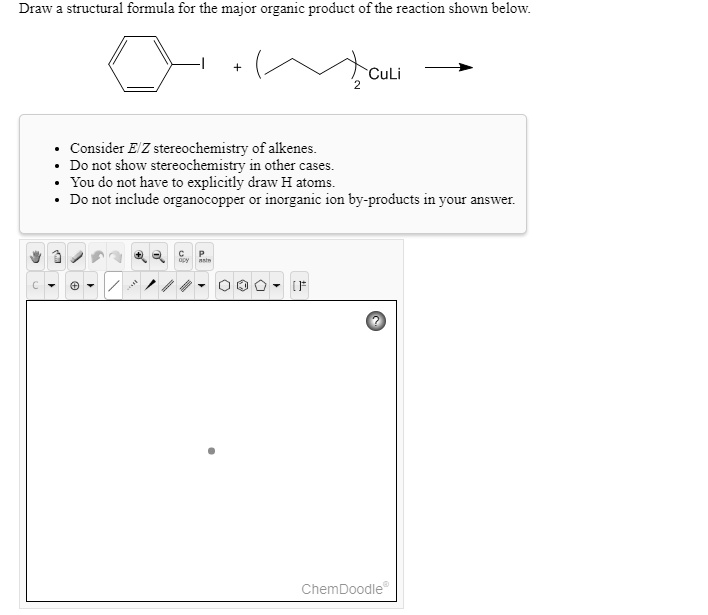SOLVED: Draw the structural formula for the major organic product of the reaction shown below ...