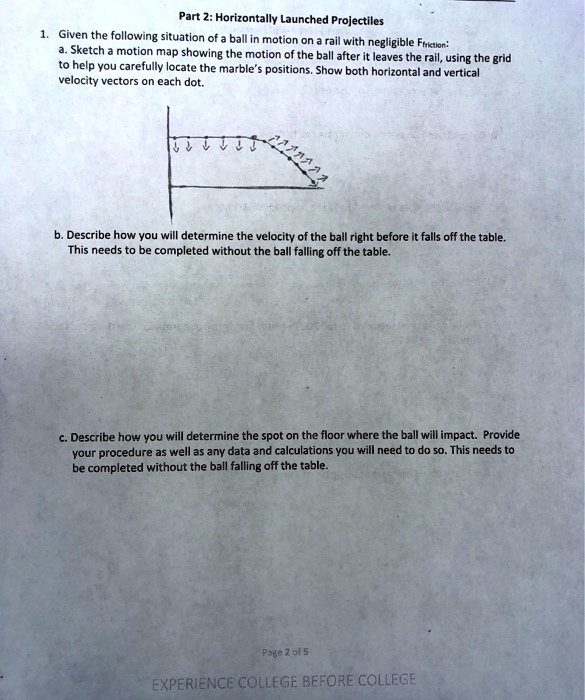 SOLVED: Part 2: Horizontally Launched Projectiles Given the following situation of ball in ...