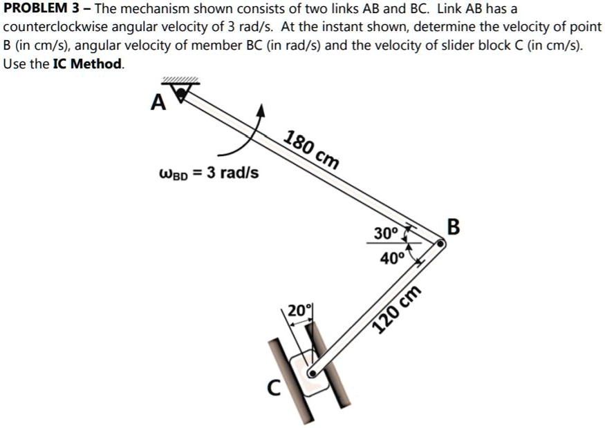 SOLVED: PROBLEM 3 - The mechanism shown consists of two links AB and BC. Link AB has a ...