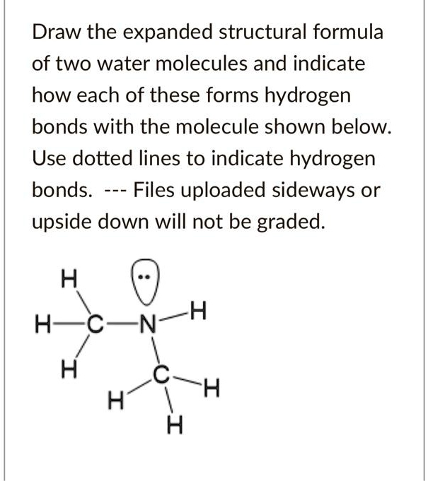 SOLVED: Draw the expanded structural formula of two water molecules and ...