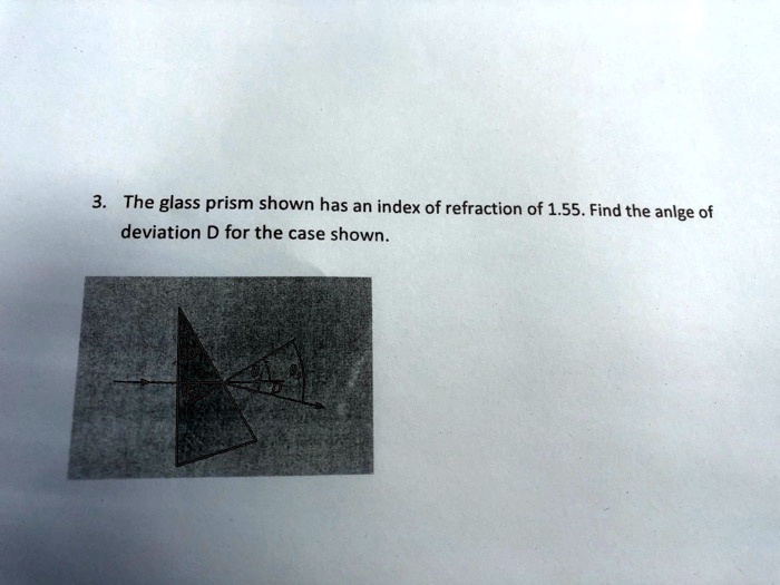 SOLVED: The glass prism shown has an index of refraction of 1.55. Find ...