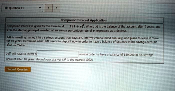 SOLVED: Compound Interest Application Compound interest is given by the ...