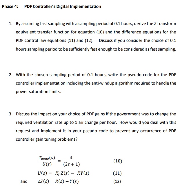 SOLVED: Phase 4: PDF Controller's Digital Implementation 1. By assuming ...