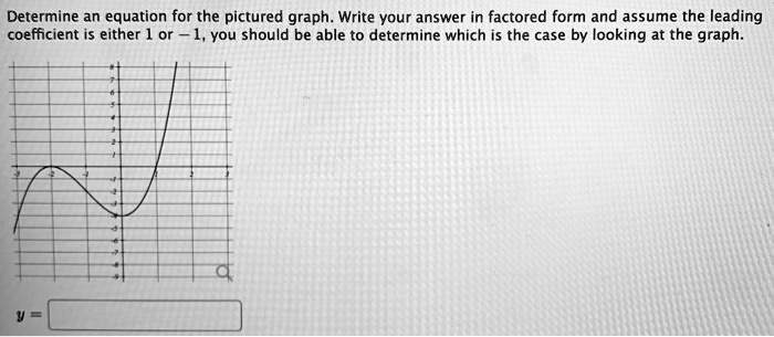 Determine an equation for the pictured graph: Write your answer in factored form and assume the ...