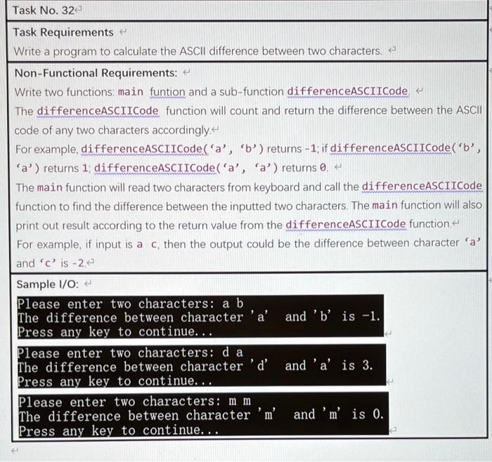 Solved Use C To Program Pelles C For New Learner Task No 32 Task Requirements Write A Program