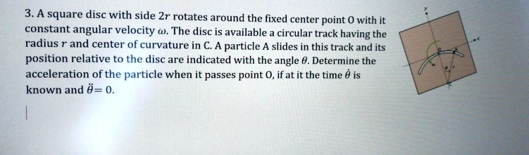 SOLVED: 3.A square disc with side Zr rotates around the fixed center ...