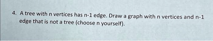 SOLVED: A tree with n vertices has n-1 edge Draw a graph with n vertices and n-1 edge that is ...