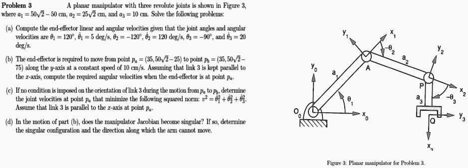 SOLVED: Problem 3: Planar Manipulator with Three Revolute Joints A ...