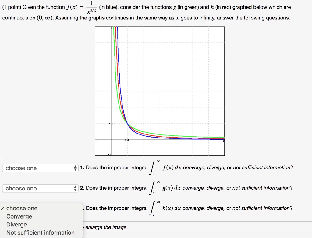 point) Given the function f(x) = (in blue) , consider the functions g (in green) and h (in red ...