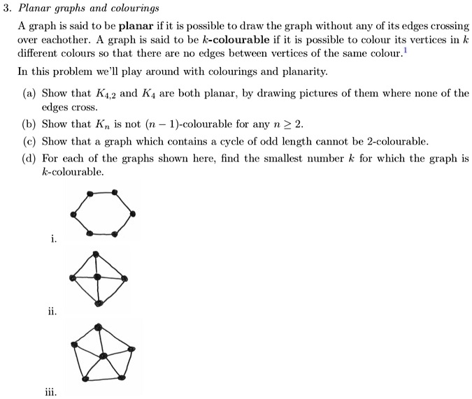 SOLVED: Planar graphs and colourings A graph is said to be planar if it ...